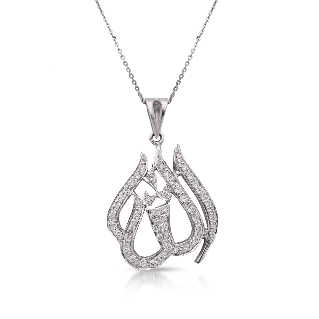 Diamond Polki Calligraphy Pendant - Sonica Jewellers Signature